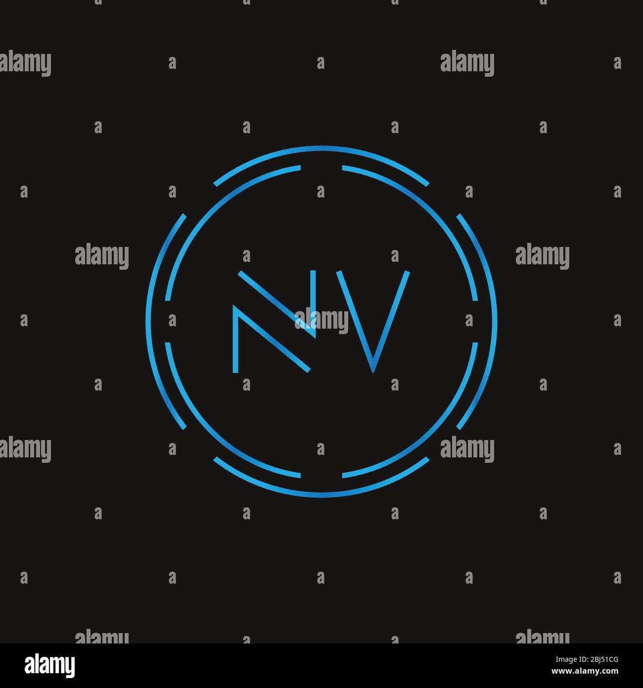 Initial Letter NV Logo Design Vector Template. Digital Abstract NV ...