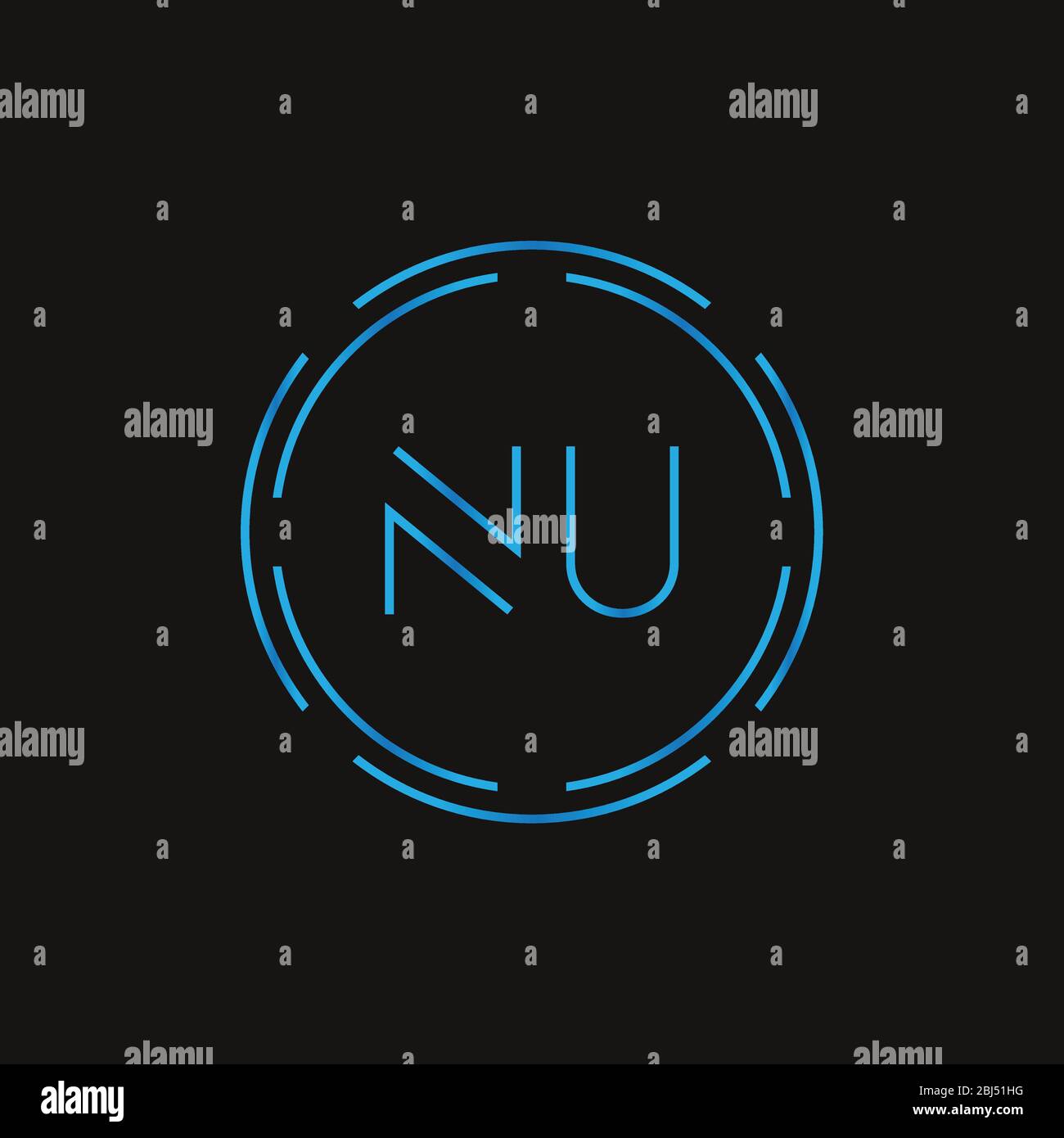 Initial Letter NU Logo Design Vector Template. Digital Abstract NU ...