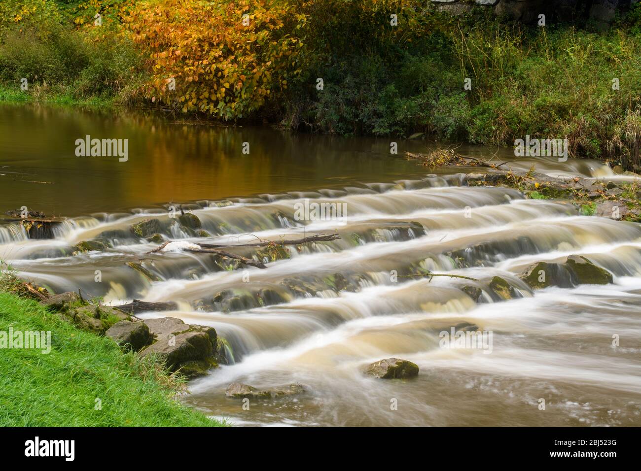 A waterfall on a tributary of the Danube (Melk River), Melk, Lower ...
