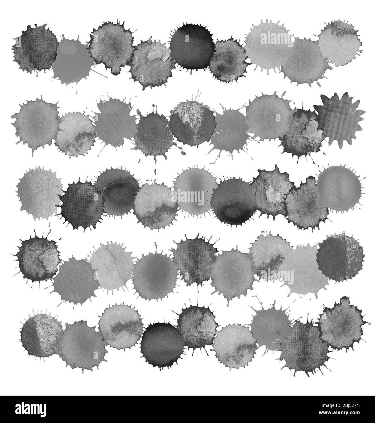 Grunge splash design. Black splashes isolated on white background Stock ...