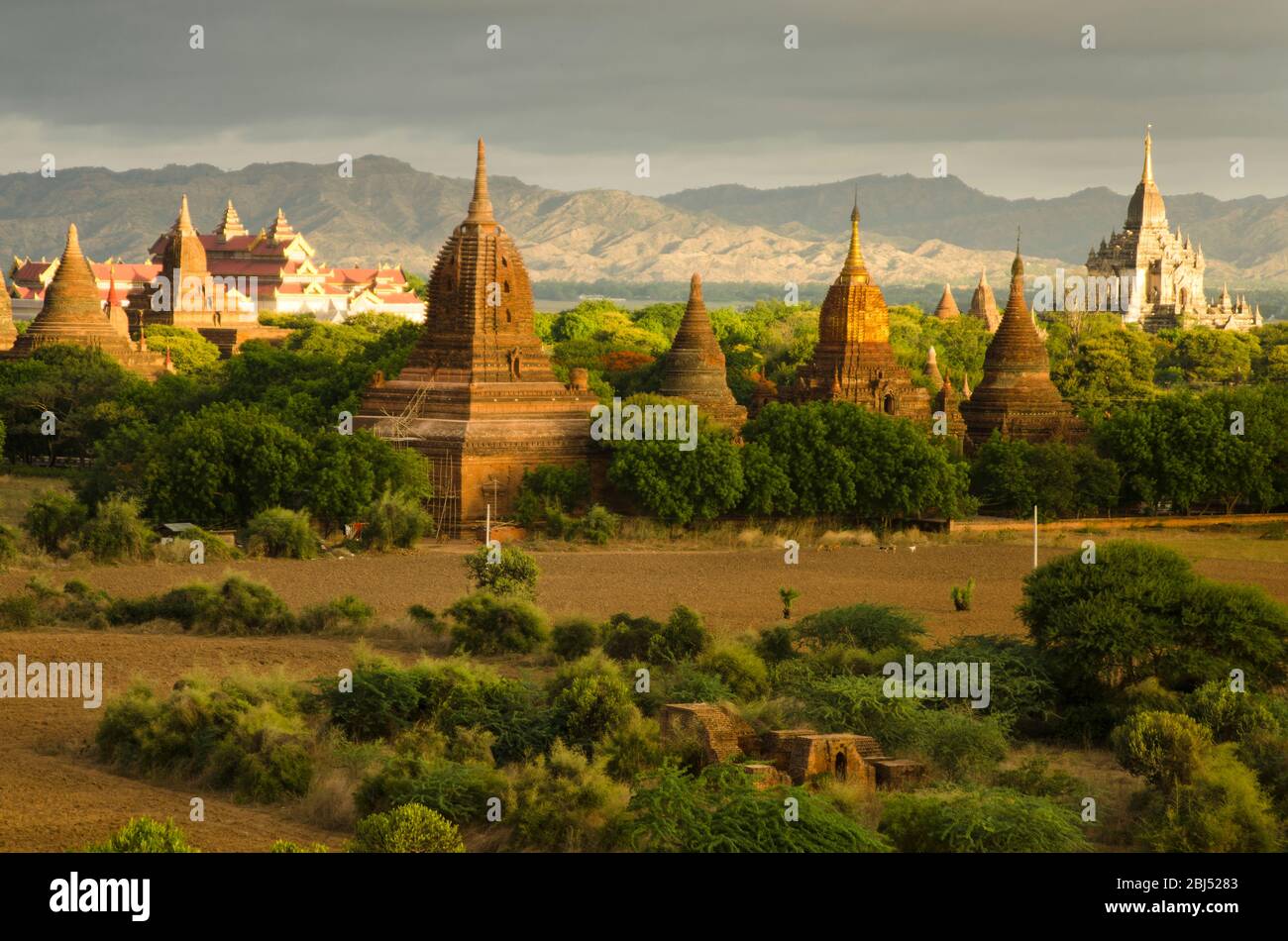 Late afternoon sun on temples and ruins in Burma Stock Photo - Alamy