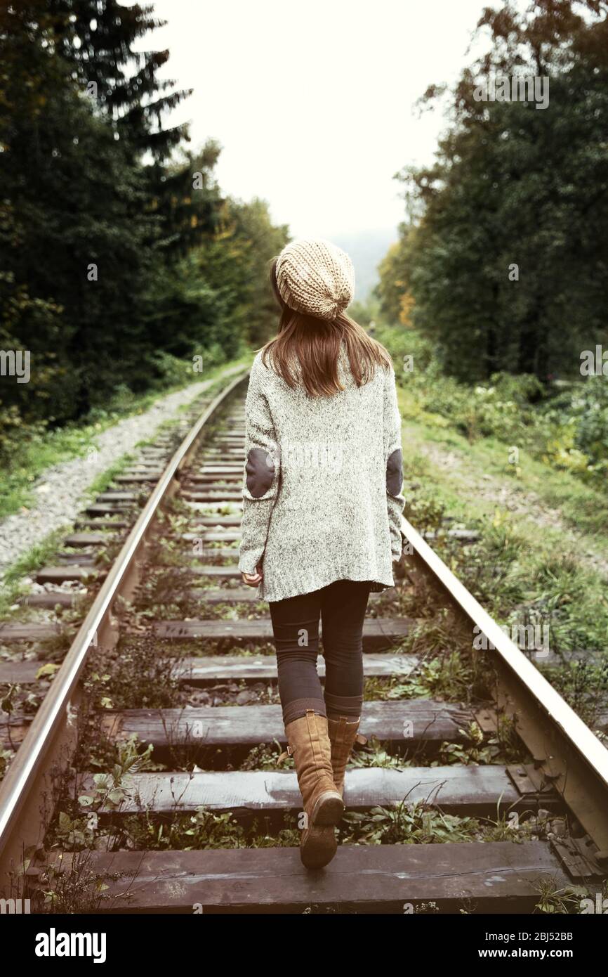 Sitting alone on railway line hi-res stock photography and images - Alamy