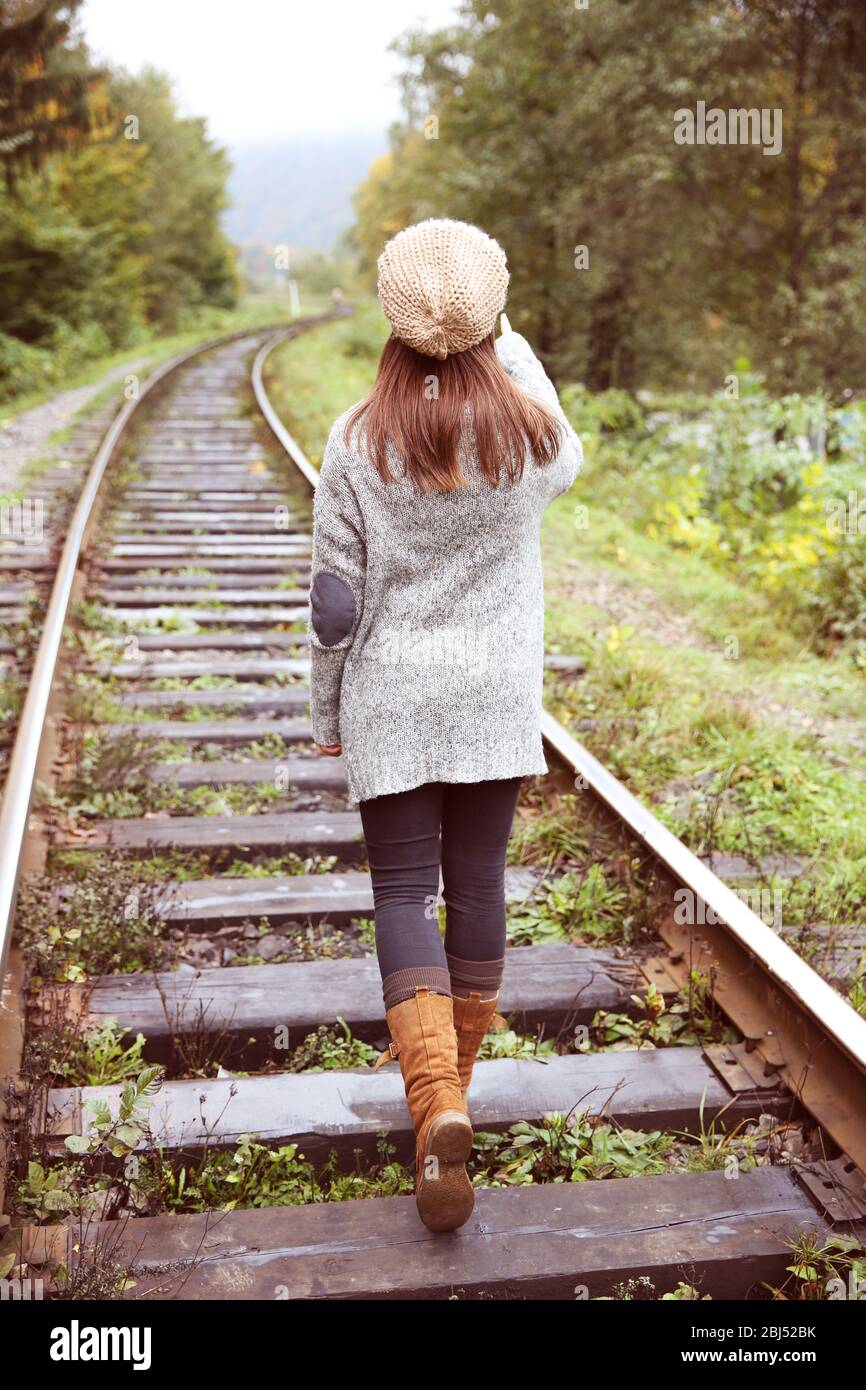 Sitting alone on railway line hi-res stock photography and images - Alamy
