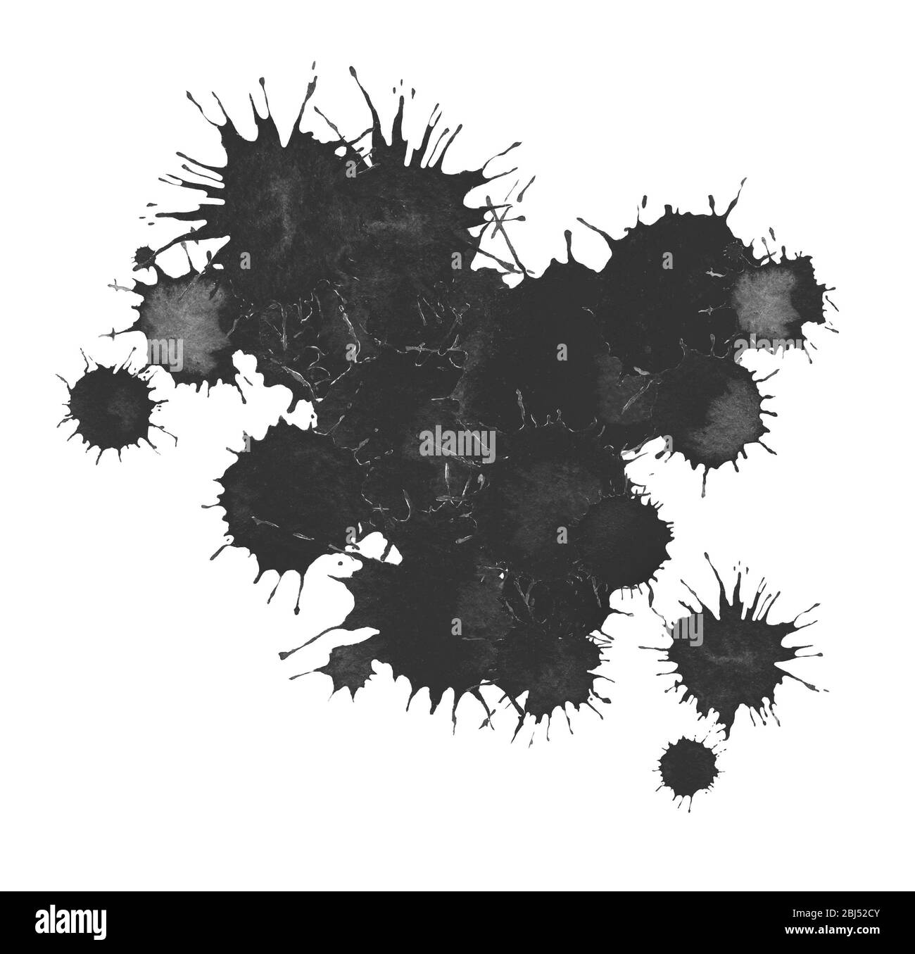 Grunge splash design. Black splashes isolated on white background Stock ...