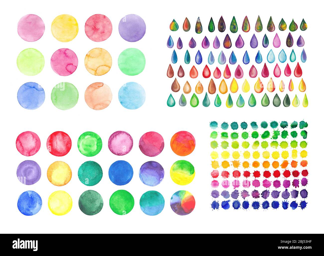 Watercolor design elements isolated on white background Stock Photo - Alamy