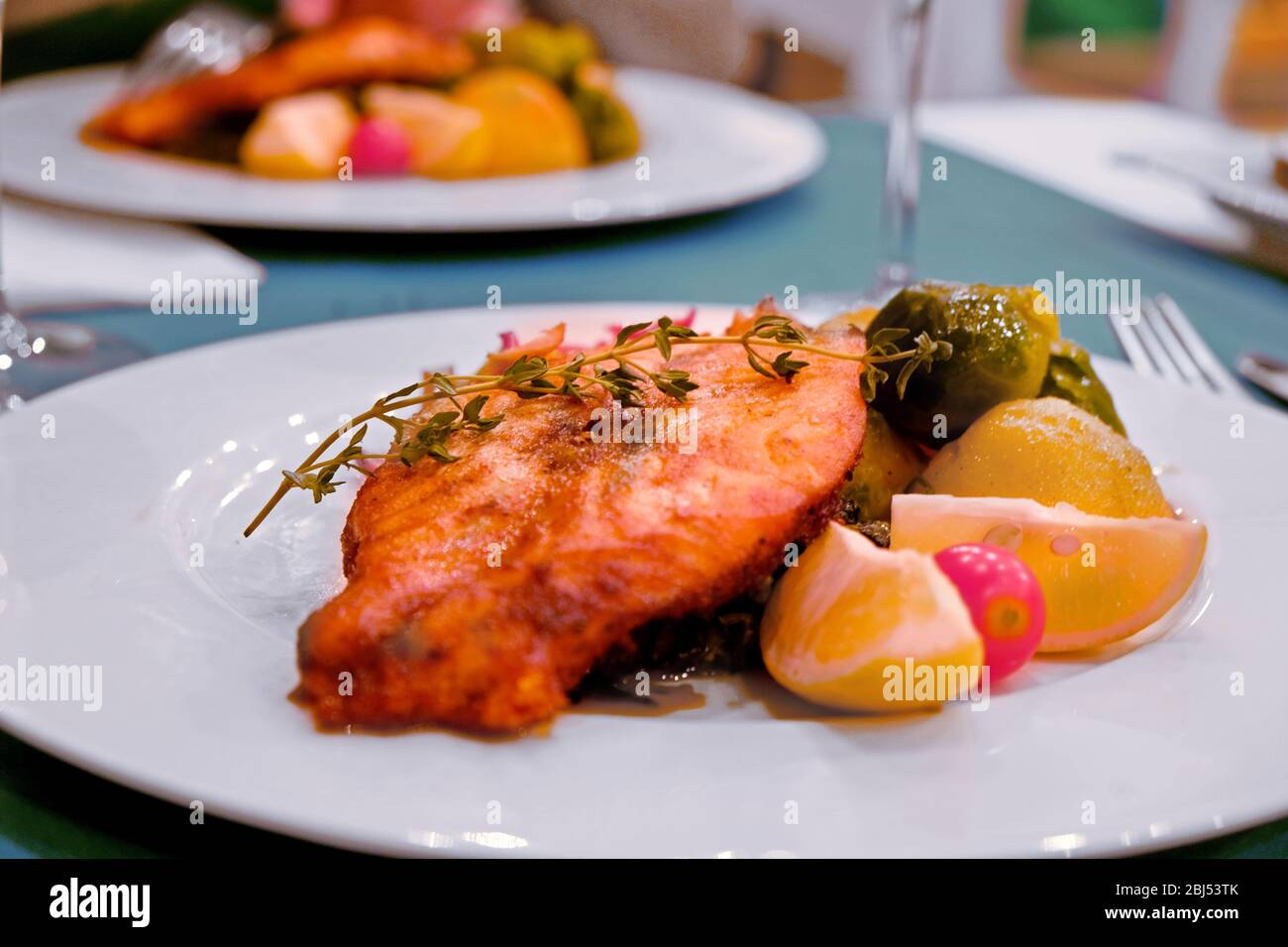 Delicious fish dish in the Turkish cafe Stock Photo - Alamy