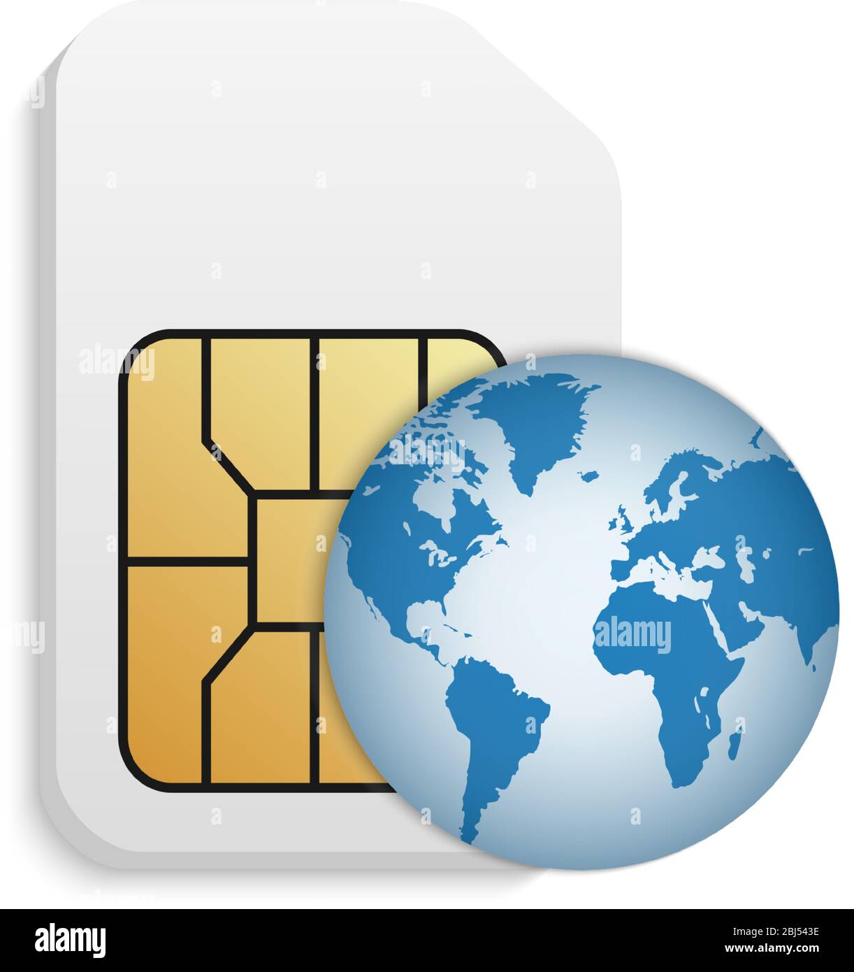 Realistic SIM card with planet illustration. Global phone card Stock ...