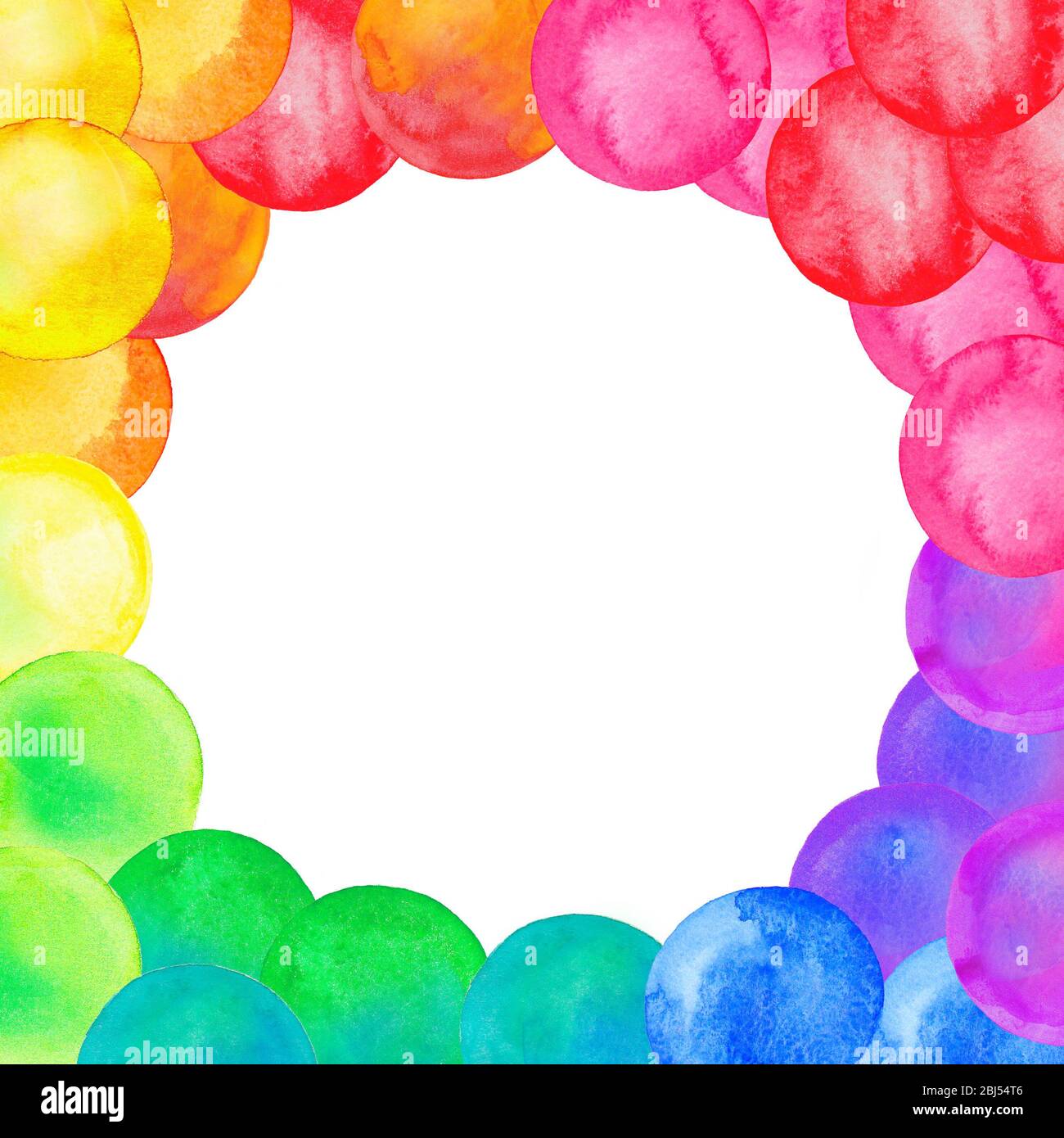 Watercolor rainbow confetti background. Abstract colorful dots frame ...