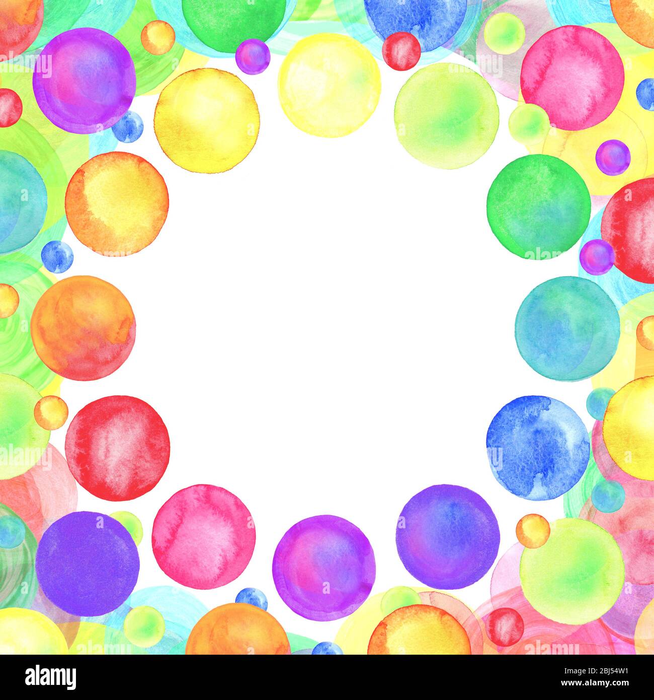 Watercolor rainbow confetti background. Abstract colorful dots frame ...