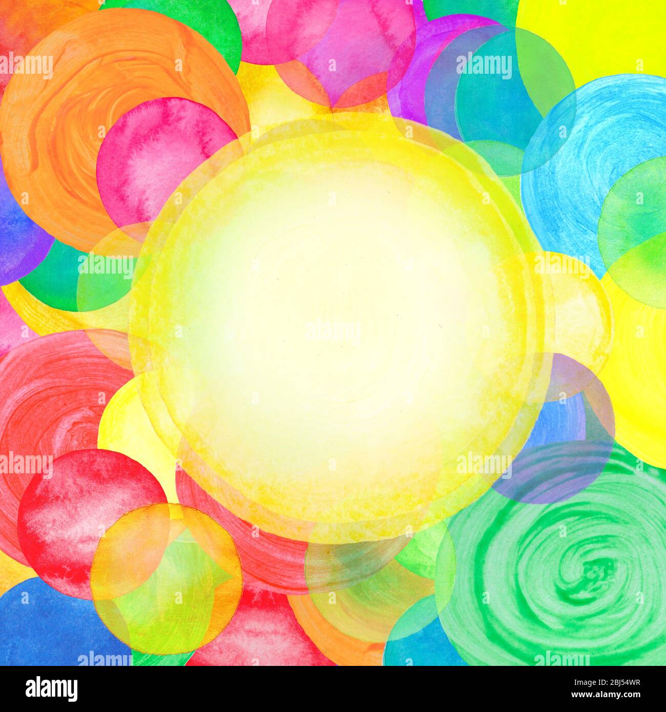 Watercolor rainbow confetti background. Abstract colorful dots frame ...