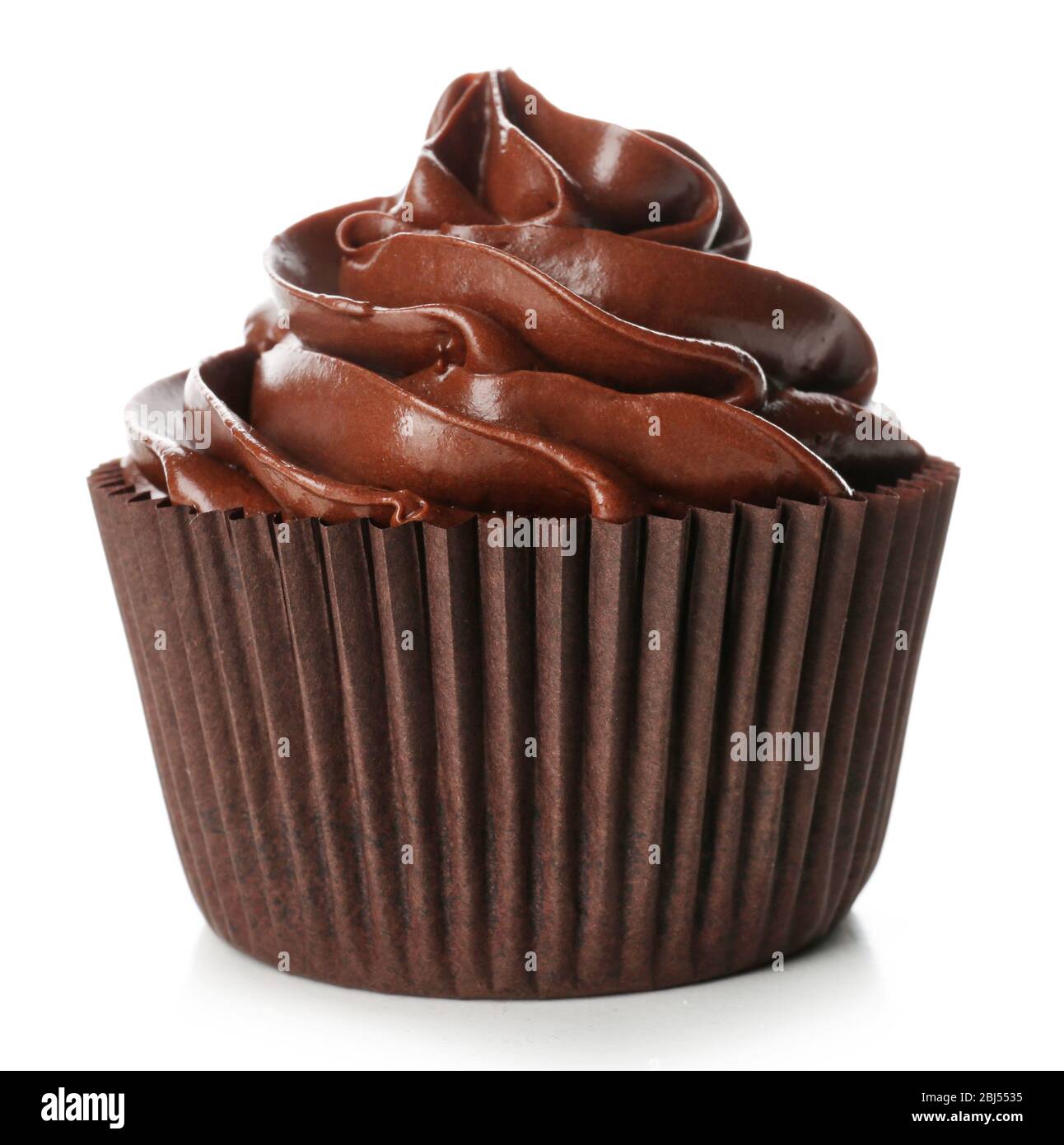 Chocolate cupcake isolated on white Stock Photo - Alamy