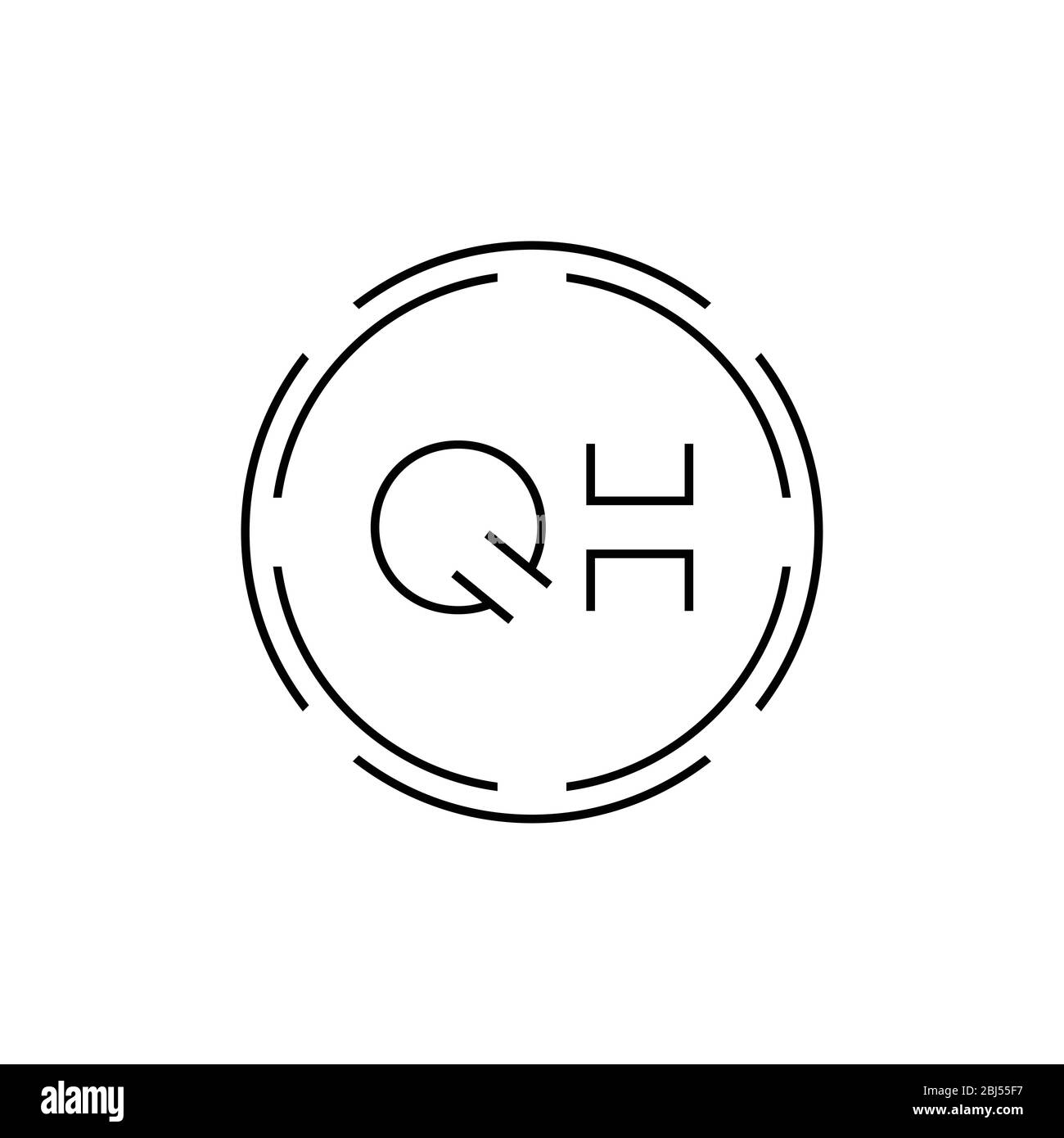 Initial Letter QH Logo Design Vector Template. Digital Abstract Circle ...