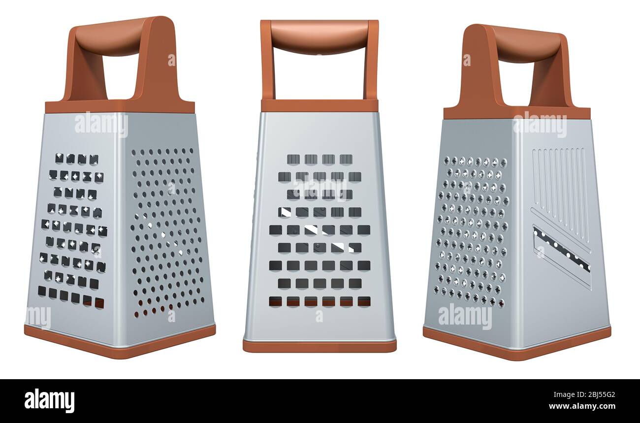 Grater, kitchen utensil. 3D rendering isolated on white background ...