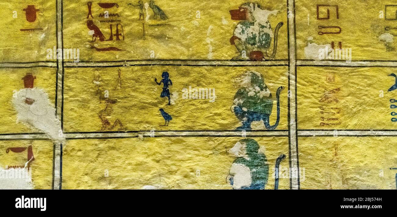 Partial scene on the northeast wall of the Tomb of Ay showing the ...