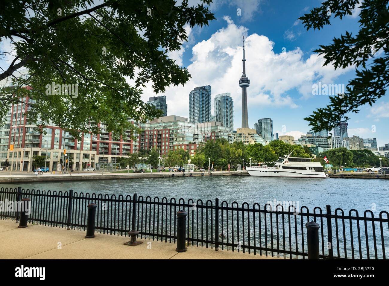 Downtown city view of Toronto Canada from Queens Quay and Lake Ontario ...