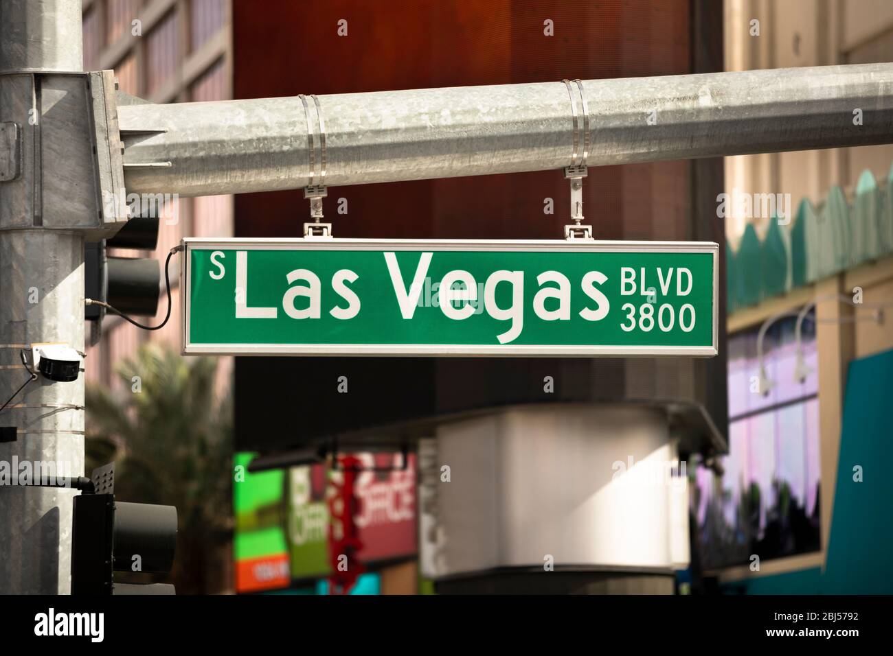 Las Vegas road sign on the boulevard Stock Photo - Alamy