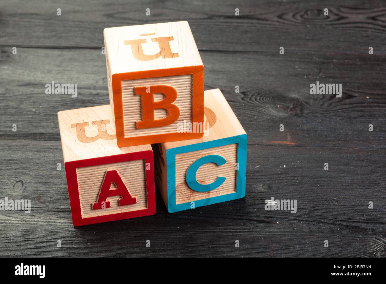 Alphabet blocks ABC close up, education concept Stock Photo - Alamy