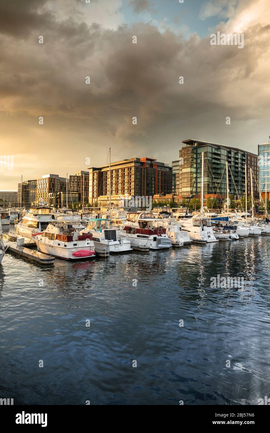 Hotels and restaurants on the harbour marina wharf district in ...