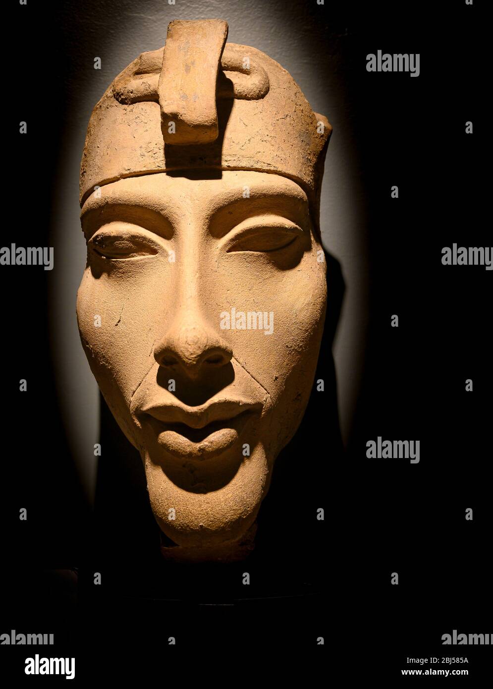 Ceramic face of a statue of Amenhotep IV (Akhenaten} in the Luxor ...