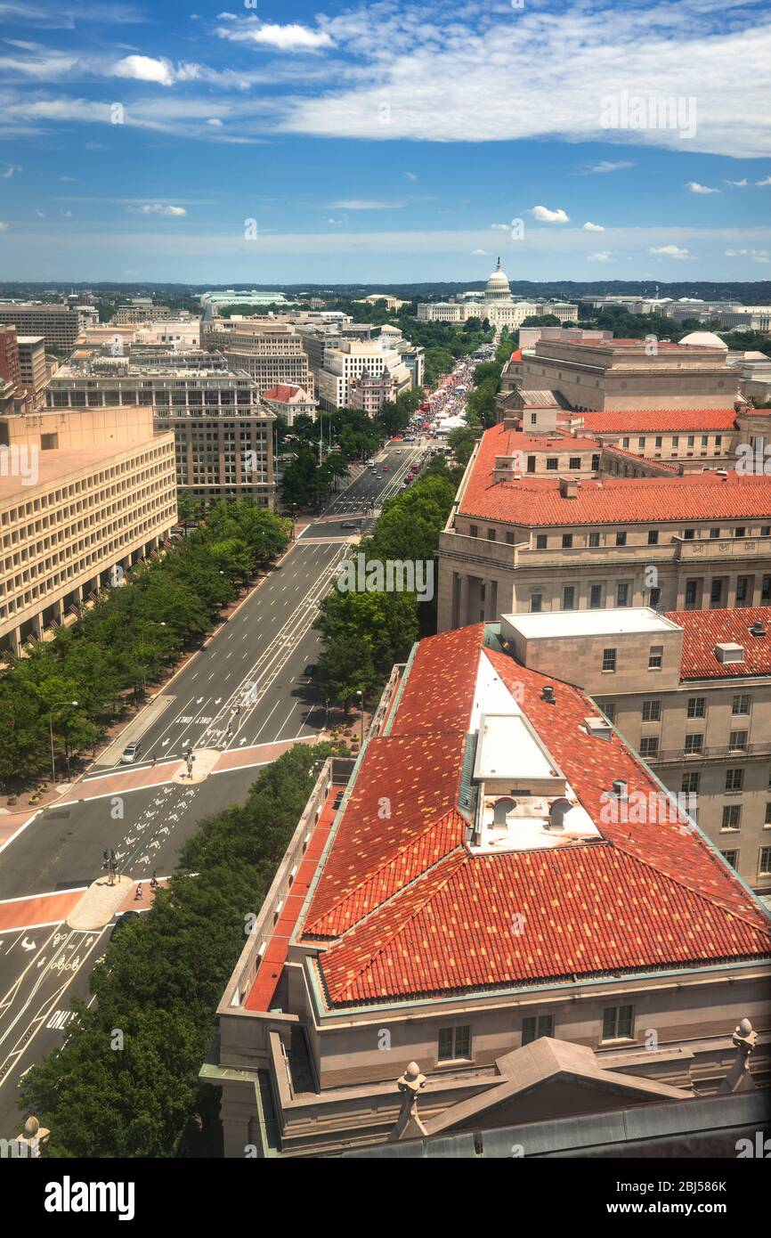 Aerial view of united states capitol and washington hi-res stock ...