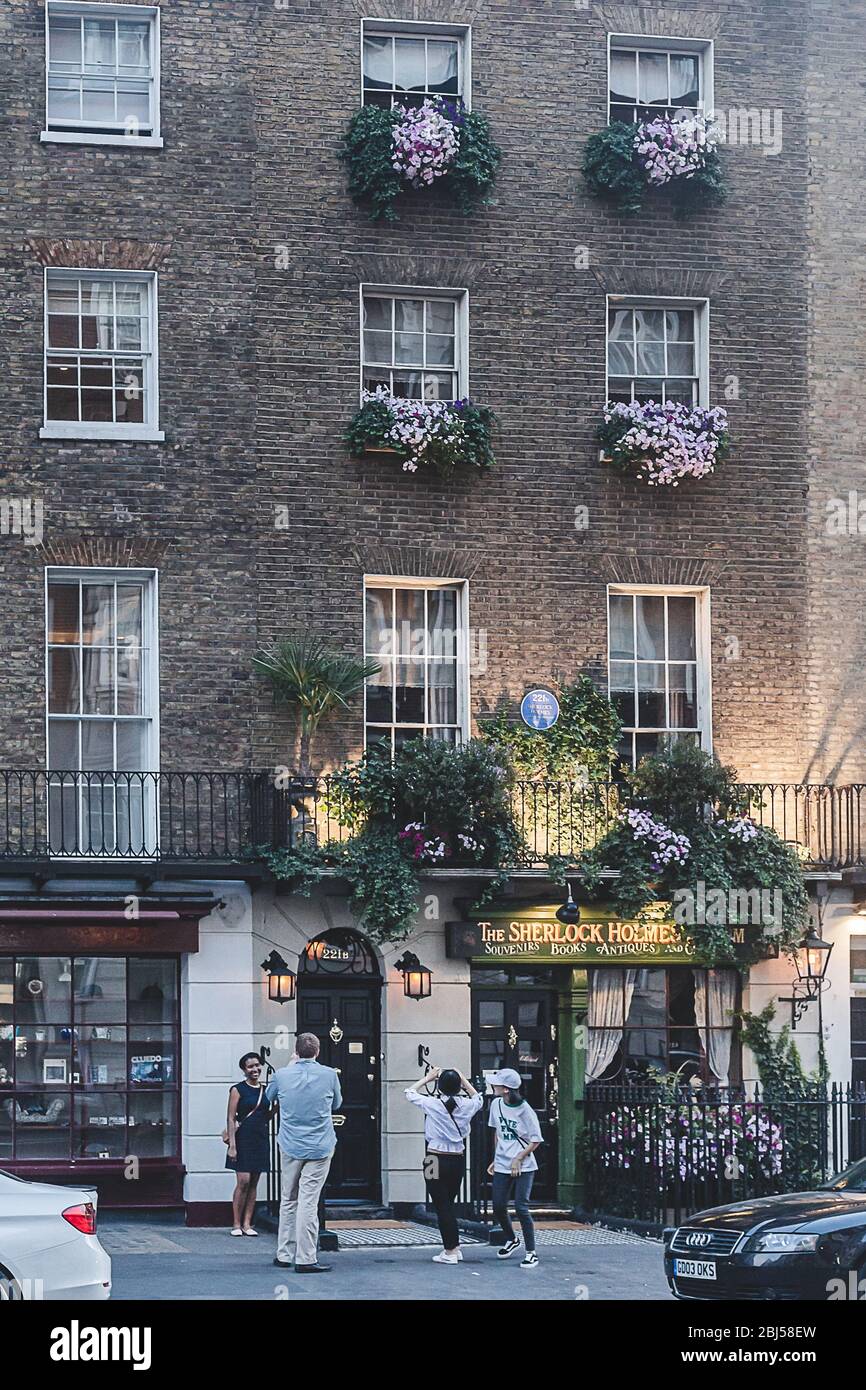 London/UK-26/07/18: tourists photographing near 221B Baker Street which ...