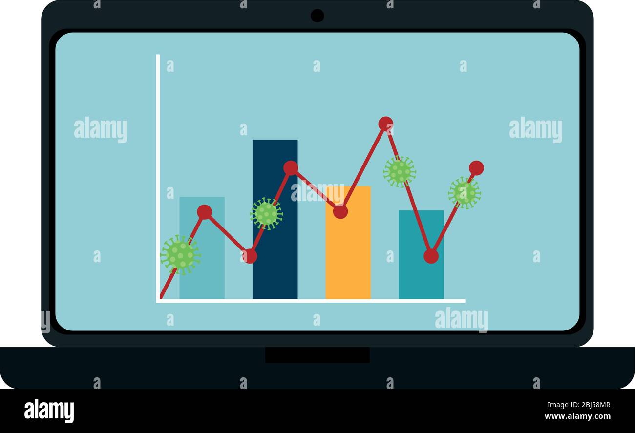 stock market variation by covid 19 with laptop and icons Stock Vector ...