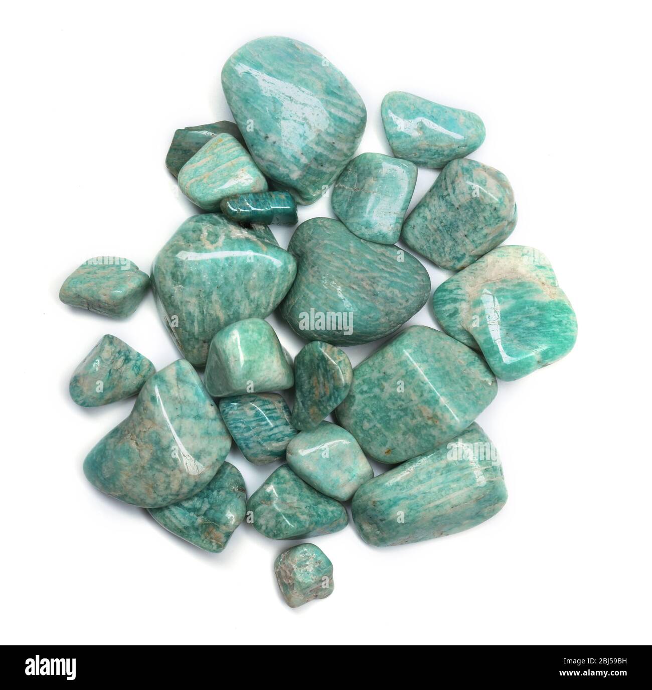 Pile of amazonites isolated on white background Stock Photo - Alamy