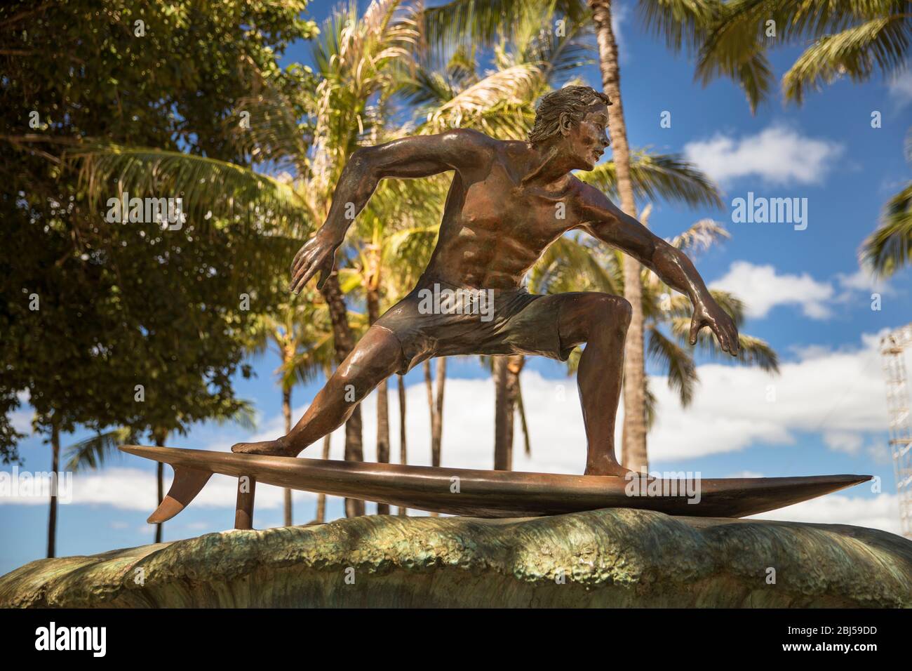 Oahu, USA - March 20, 2017: Surf statue on Queen's Beach area of ...