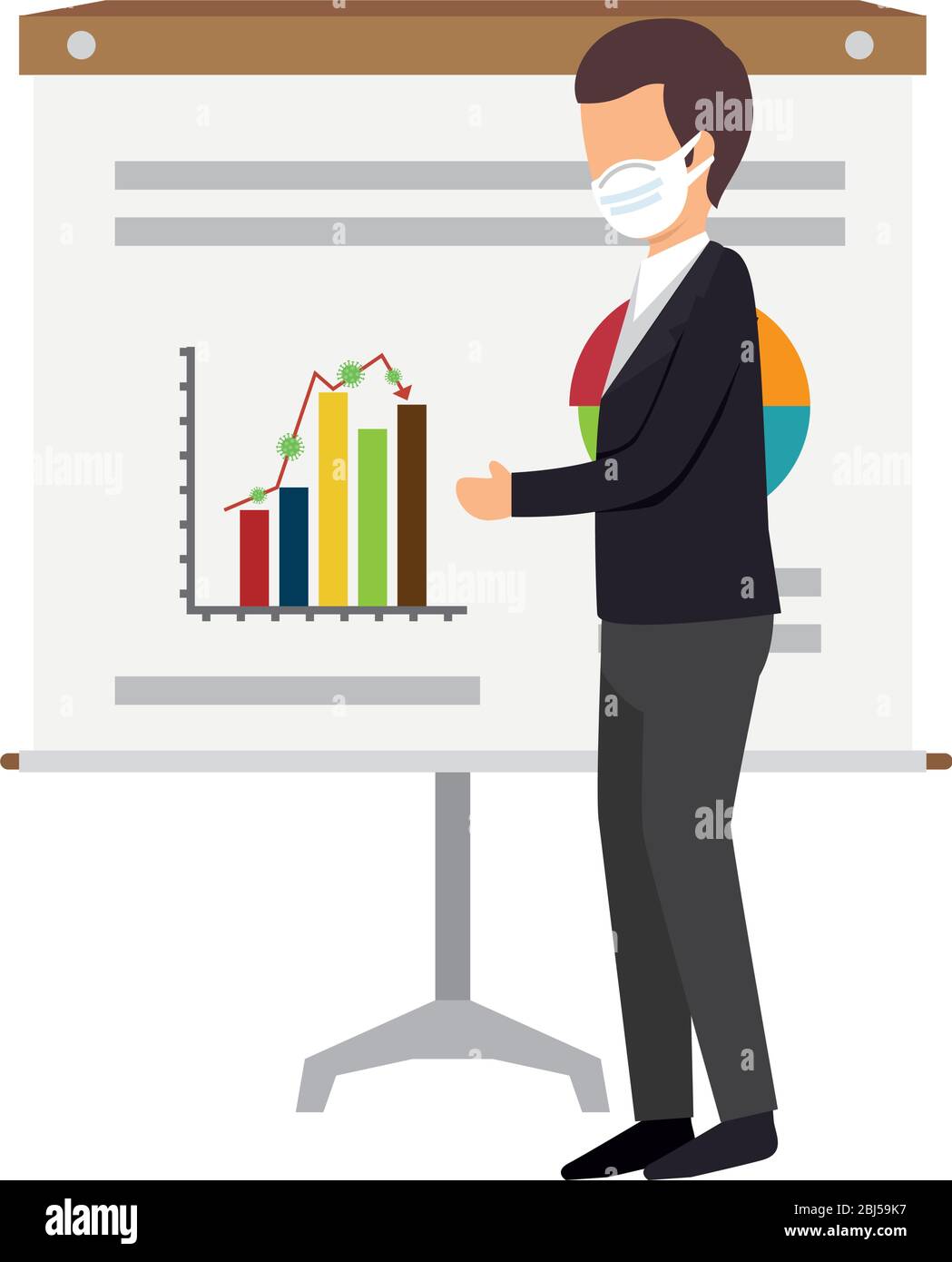 stock market variation by covid 19 with businessman and infographic ...