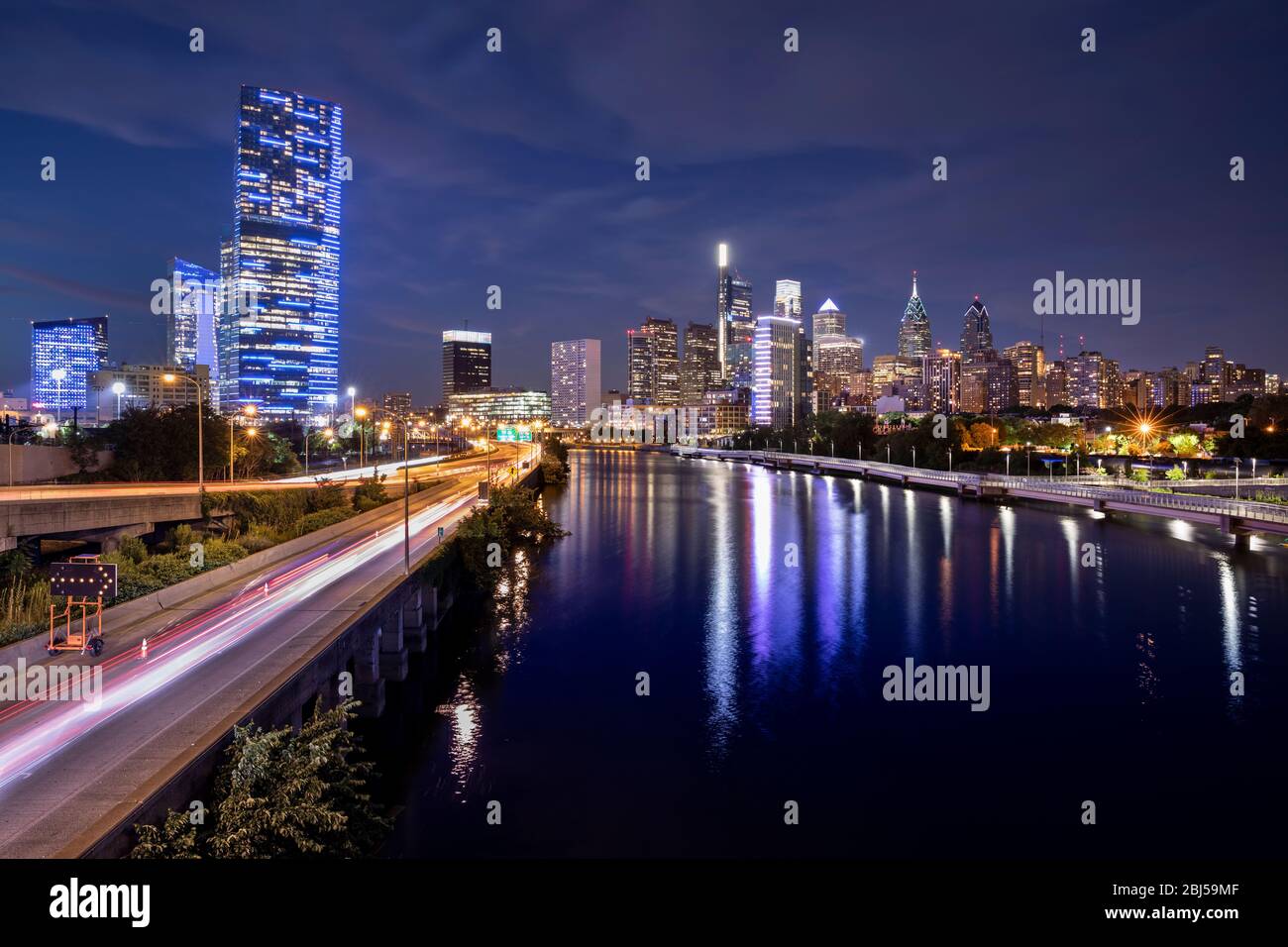 Downtown city skyline view of Philadelphia Pennsylvania USA over the ...