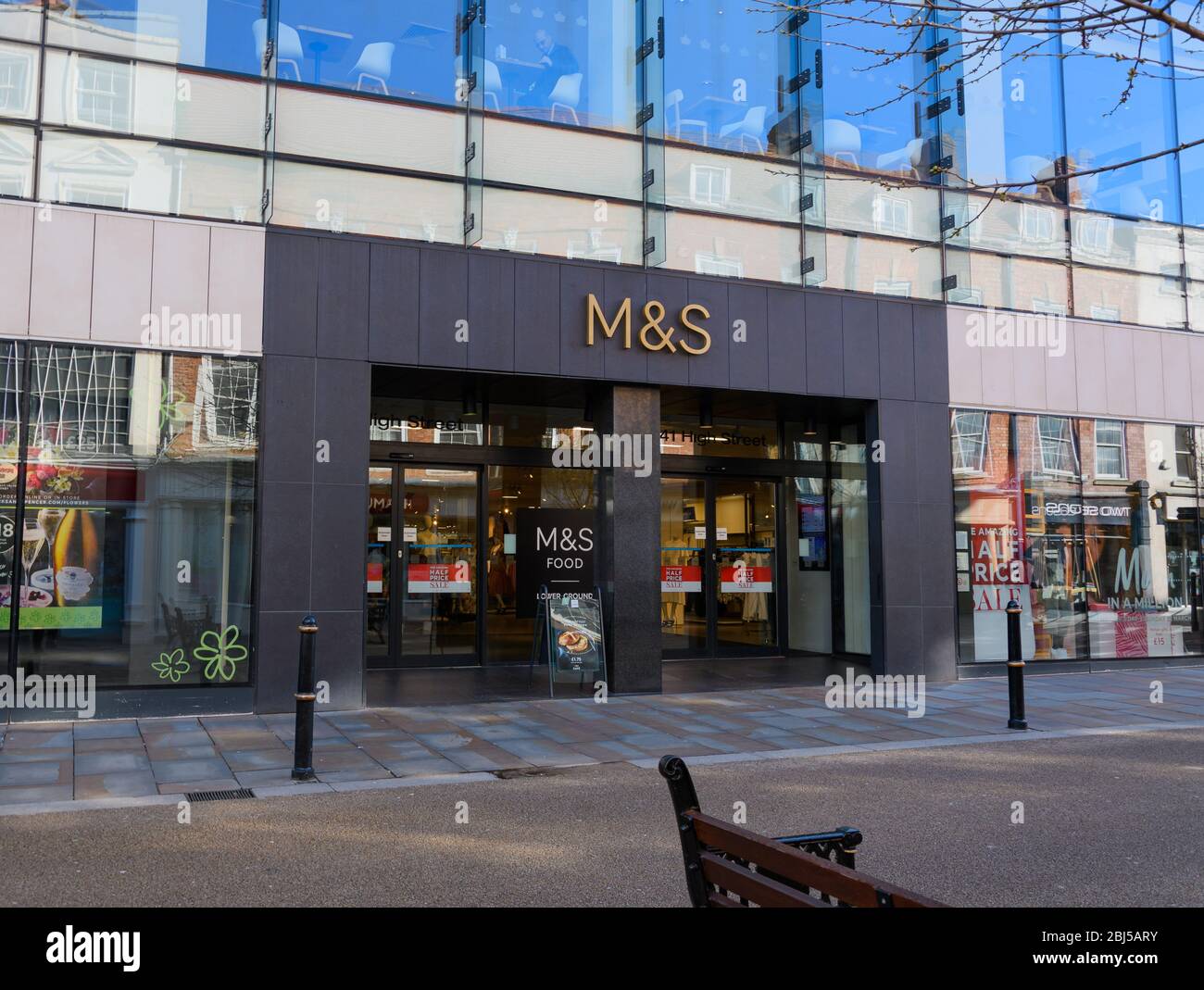 Worcester, United Kingdom - March 16 2020: The frontage of Marks and ...