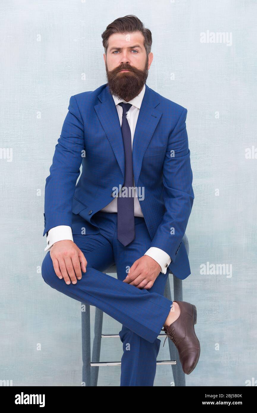 Fairness and justice. Classy and formal. Bearded man wear formal suit ...