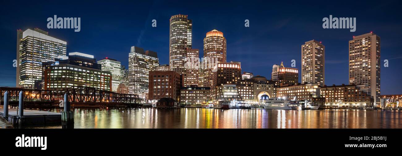 Downtown panoramic city view of Boston Massachusetts looking over the ...