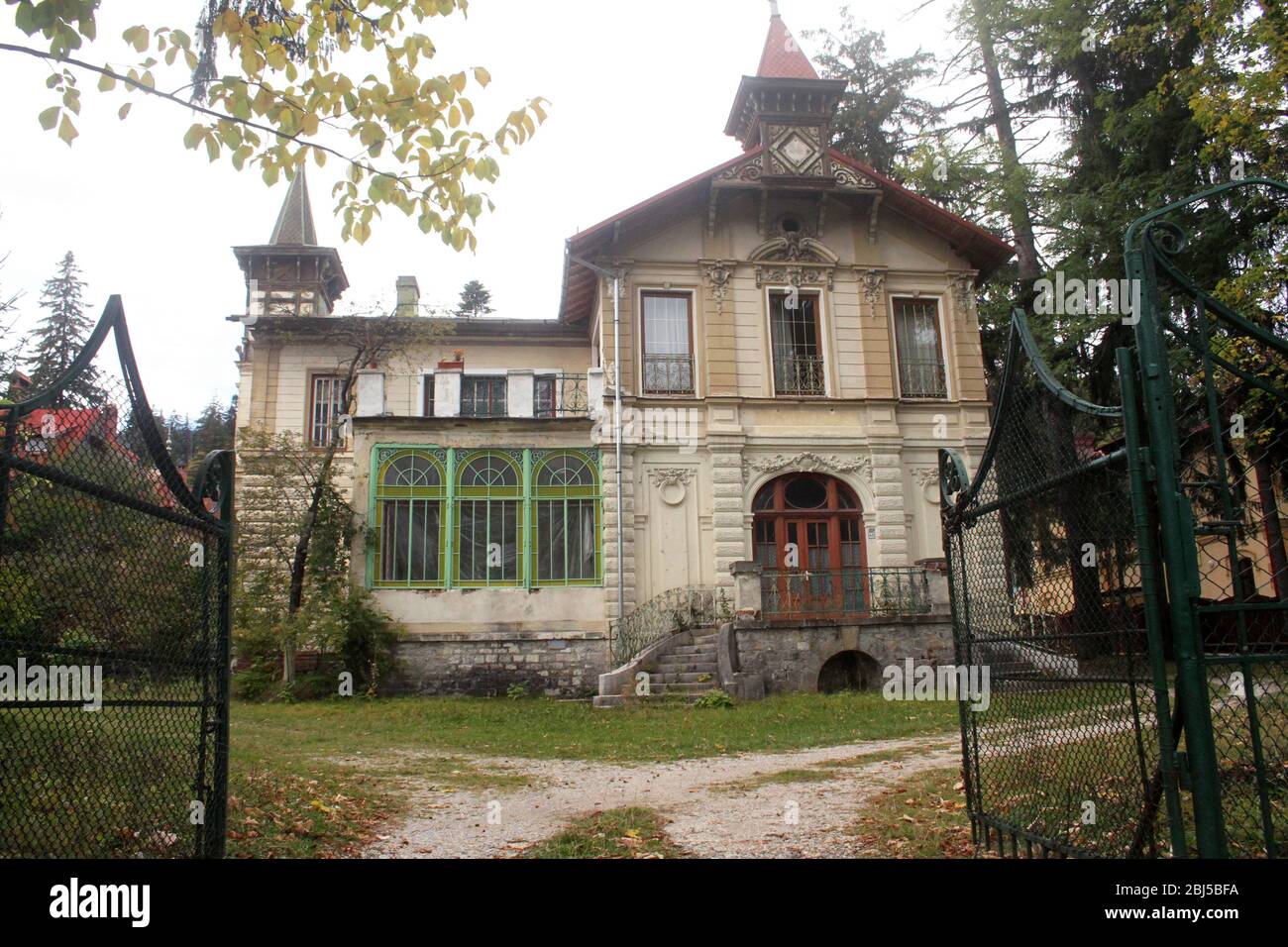 Sinaia, Romania. 19th century villa, historical monument, in poor ...