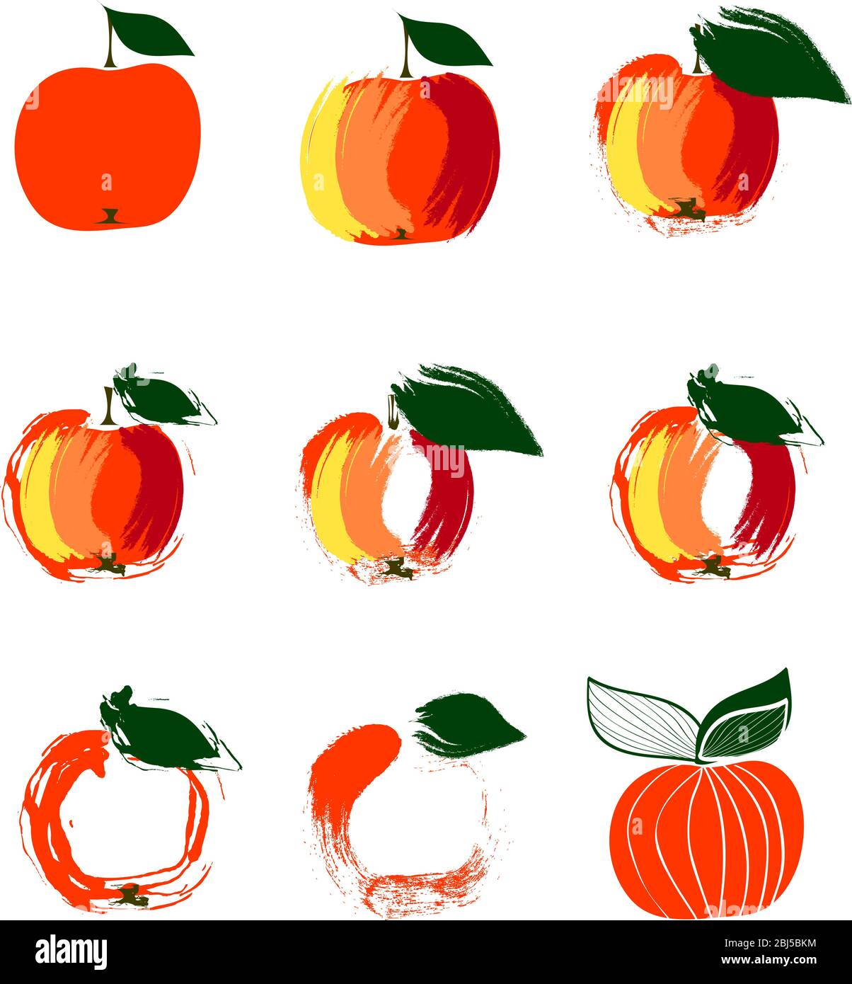 Vector illustration apples in abstract style isolated on white Stock ...