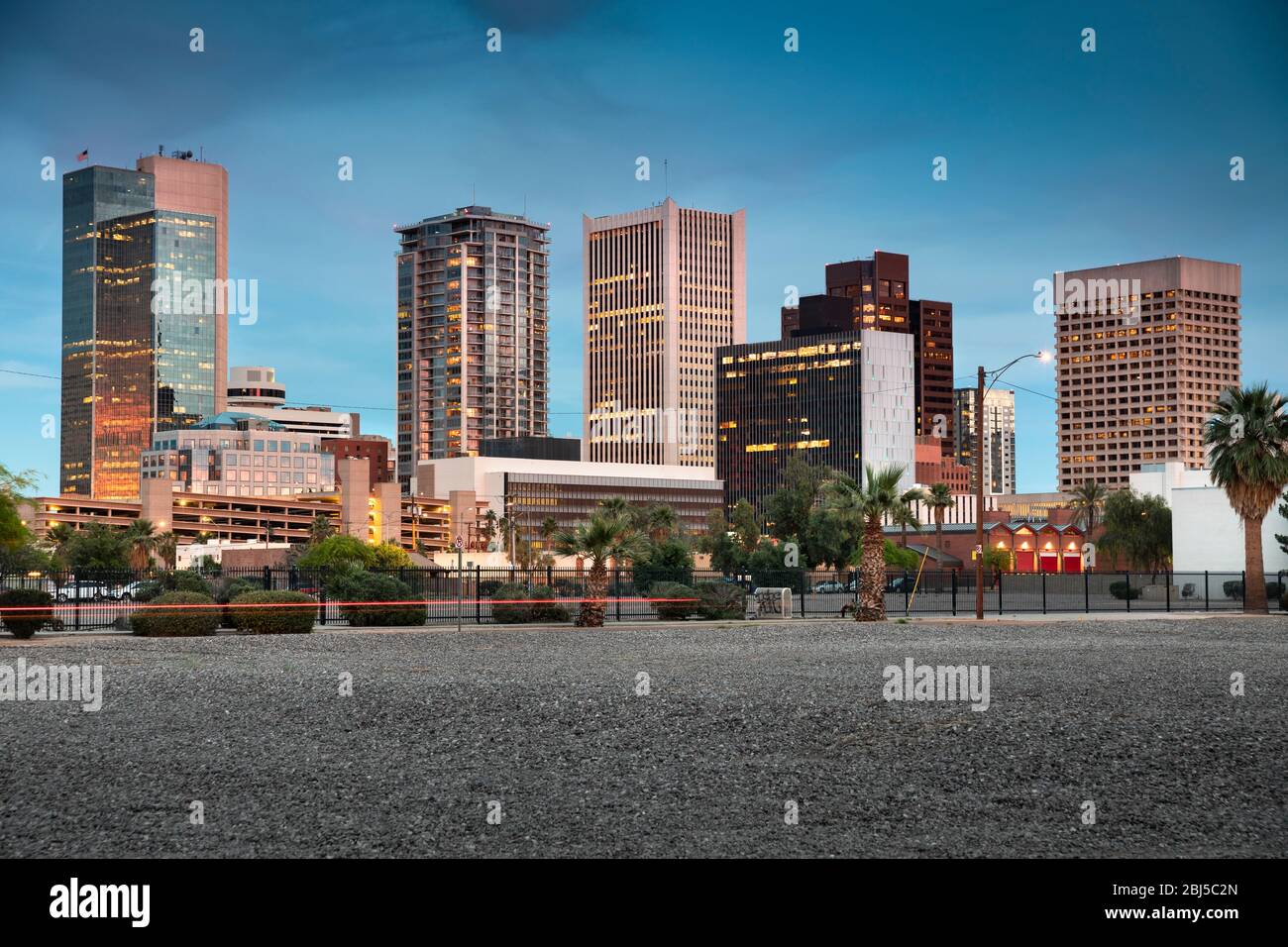 Cityscape skyline view of office buildings and apartment condominiums ...