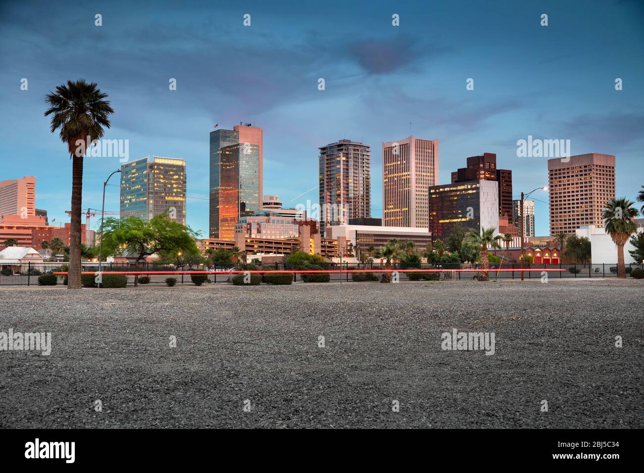Cityscape skyline view of office buildings and apartment condominiums ...