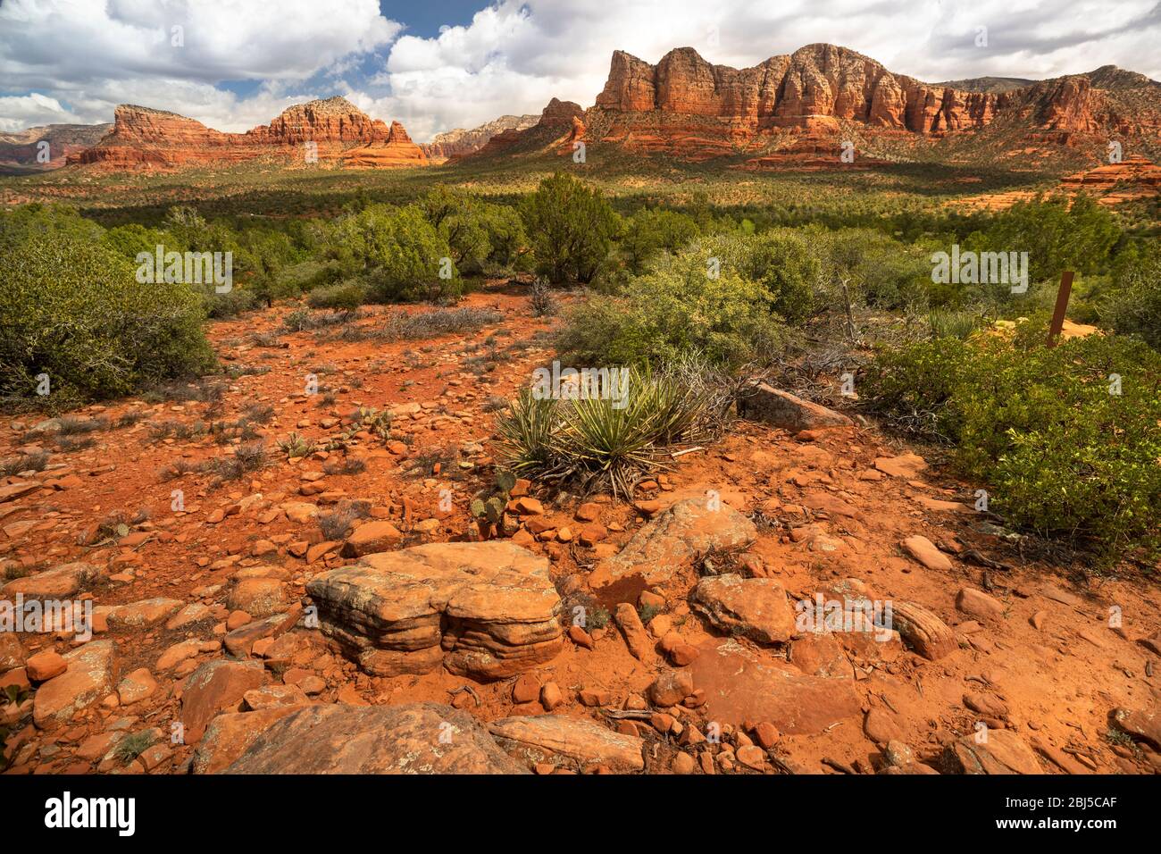 Sand stone butte and mesa formation on the hiking trail near the town ...
