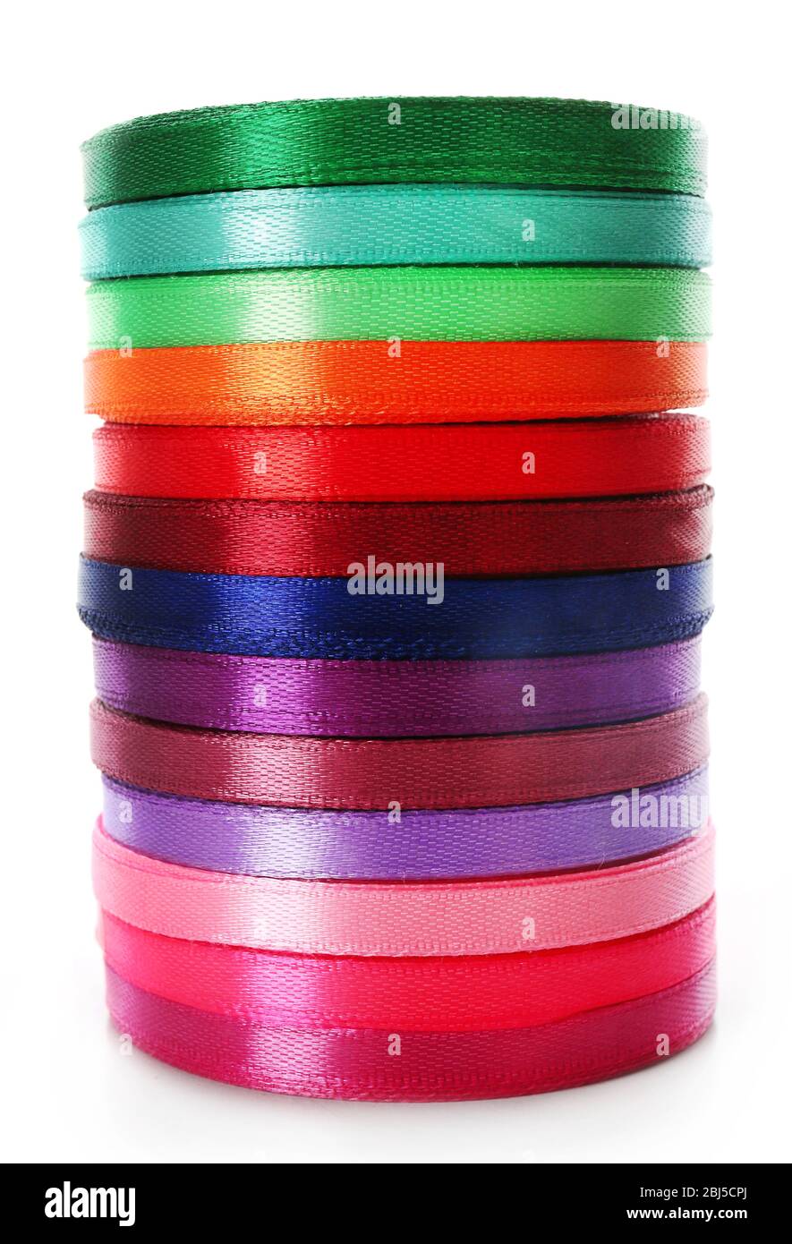 Stack of color ribbons, isolated on white Stock Photo - Alamy