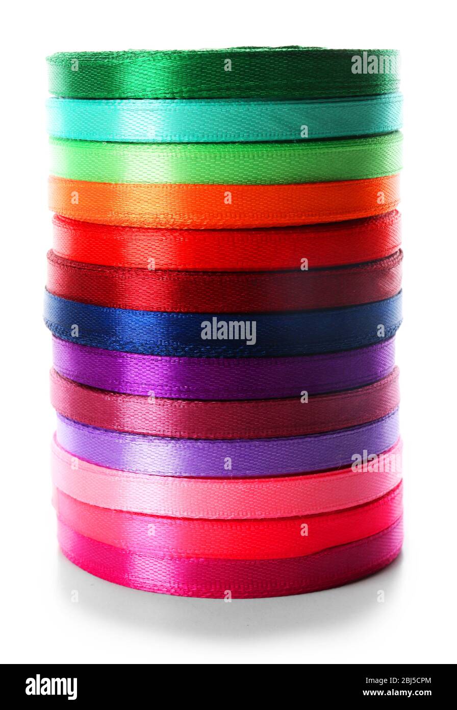 Stack of color ribbons, isolated on white Stock Photo - Alamy