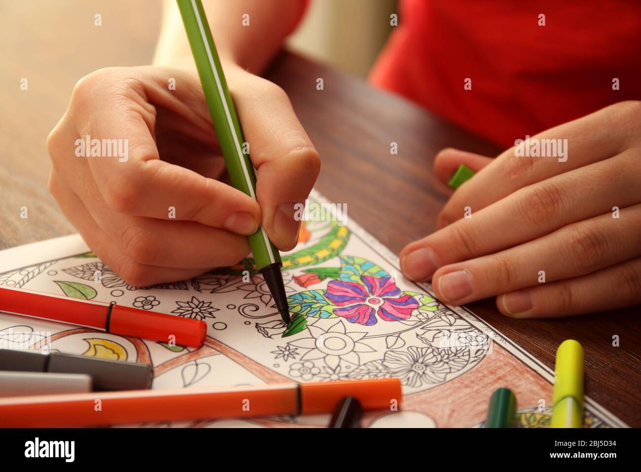 Adult colouring with soft tip pencils Stock Photo - Alamy