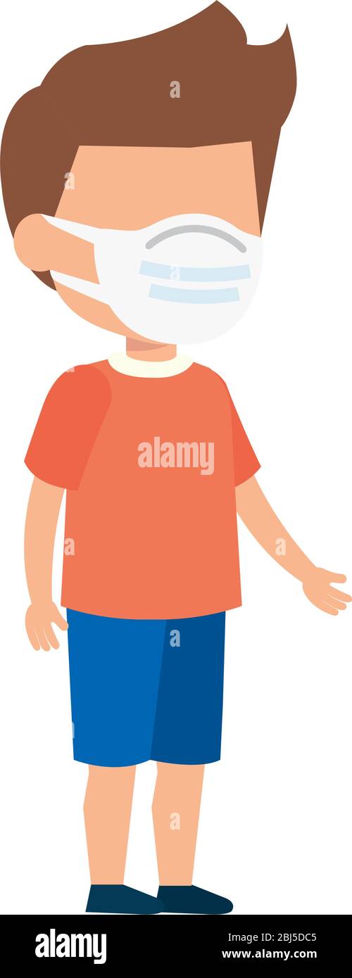 cute boy using face mask isolated icon Stock Vector Image & Art - Alamy