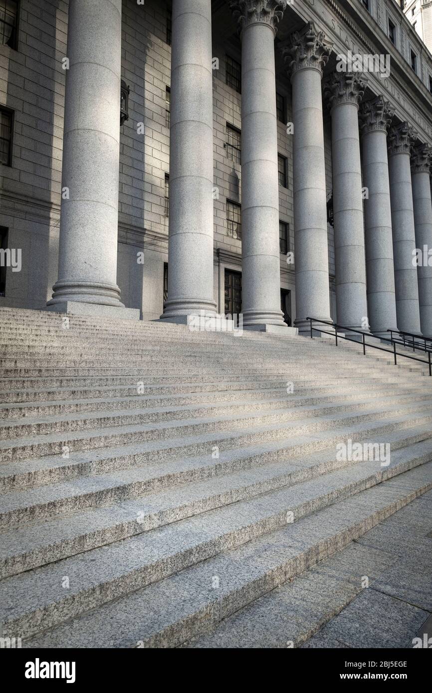 Exterior view of the steps and columns leading into a federal ...