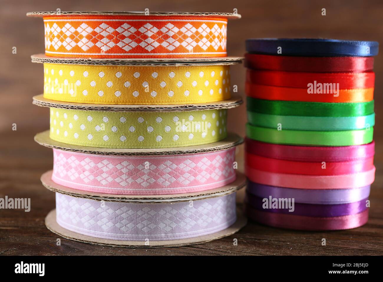 Spools of color ribbon, close-up Stock Photo - Alamy
