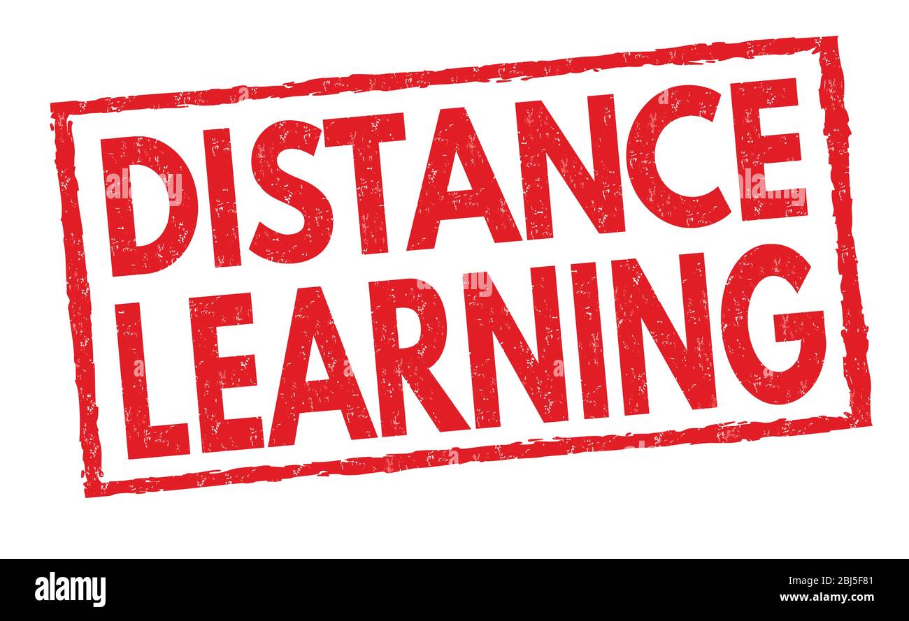 Distance learning sign or stamp on white background, vector ...