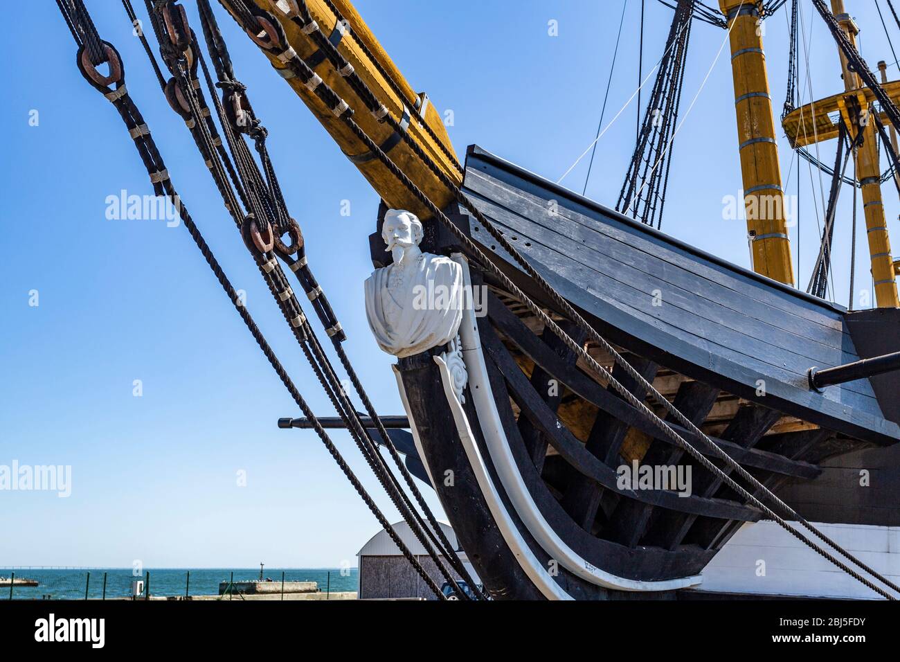 Detail of the bow of the 50-gun frigate Dom Fernado e Gloria, built in ...