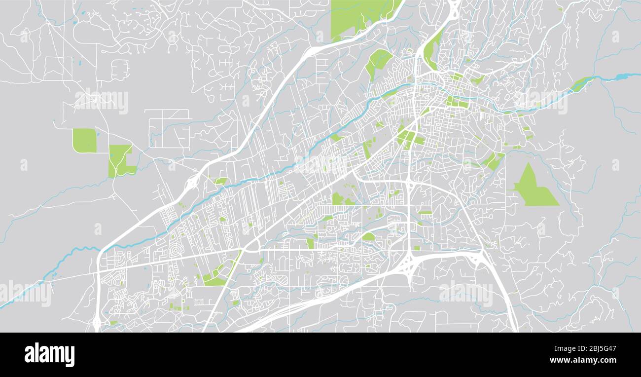 Urban vector city map of Santa Fe, USA. New Mexico state capital Stock ...