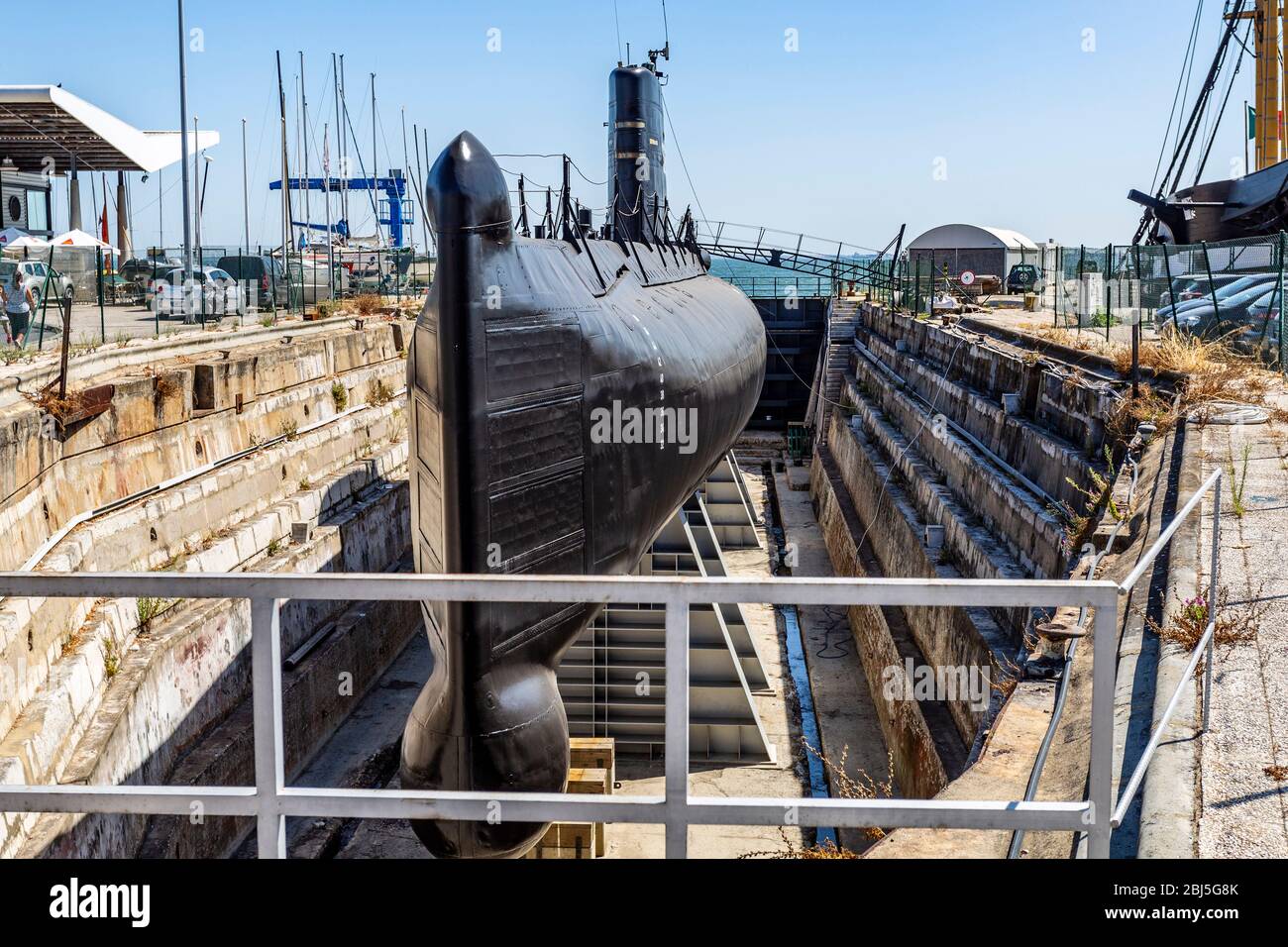View of the NRP Barracuda submarine in dry dock, built in 1967 and in ...
