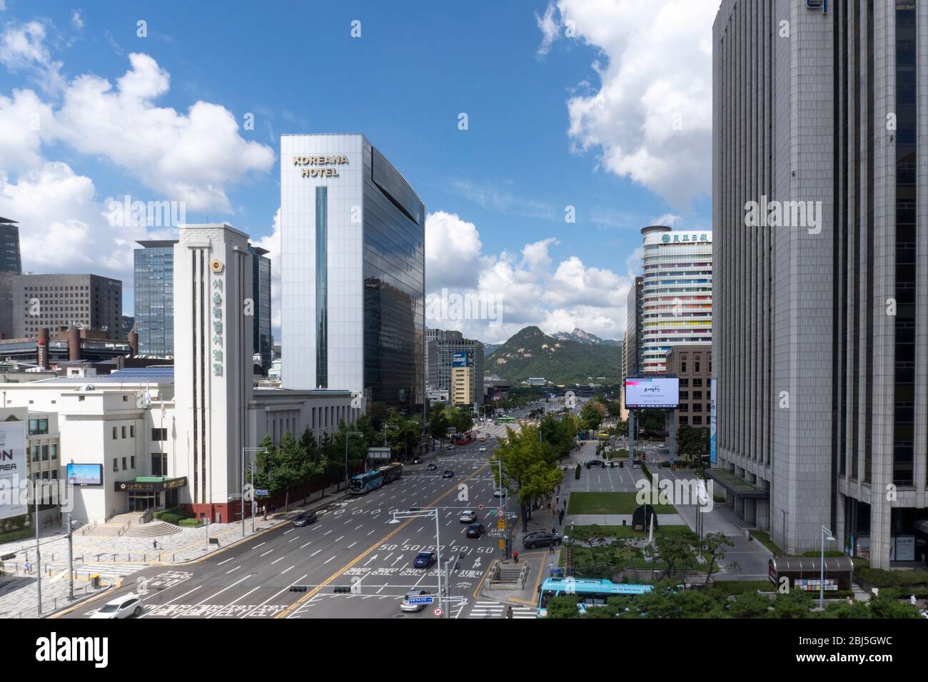Seoul, South Korea, September 15 2019, View at famous touristic street ...
