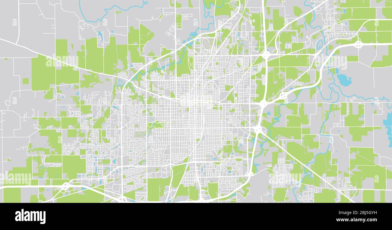 Urban vector city map of Springfield, USA. Illinois state capital Stock ...